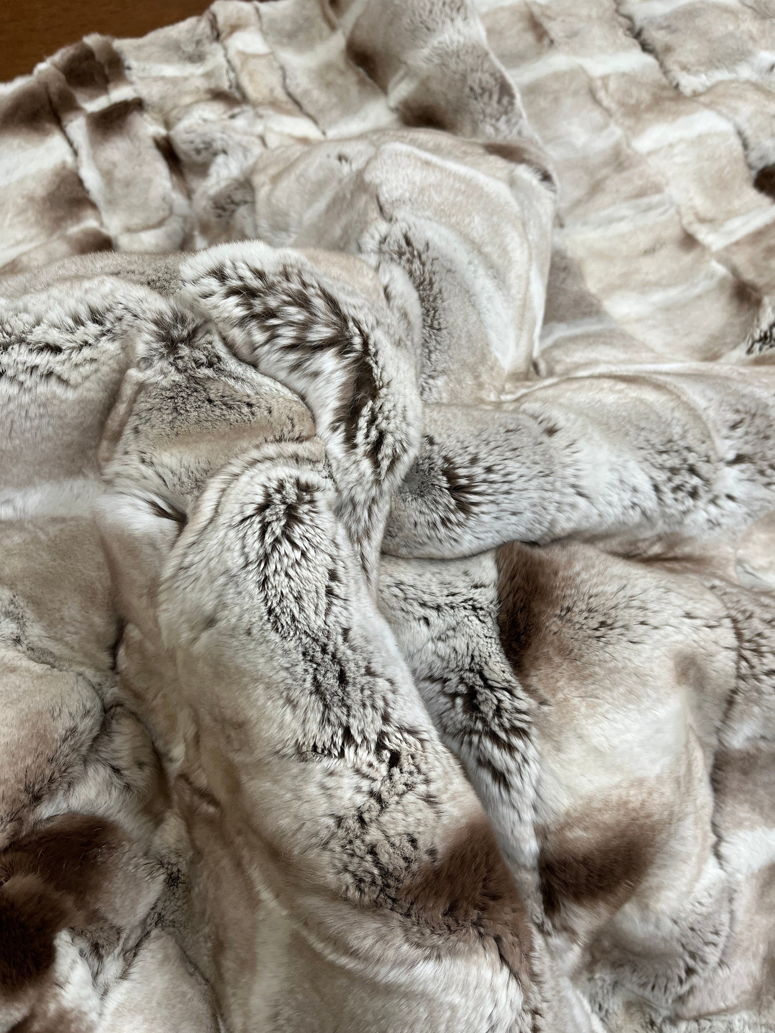 Real Rex Rabbit Fur Throw Blanket Rug, Sofa Throw Rug, Luxury Blanket ...