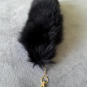 Black Fox Tail, Genuine Fox Tail Keychain, Foxtail Keyring, Cosplay Fox ...