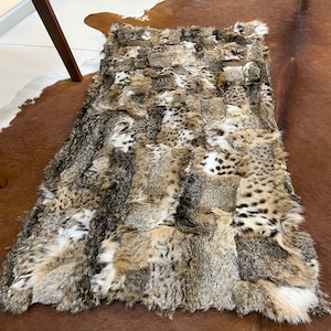Real Lynx Pelt Fur Throw Rug , Lynx Craft Fur , Lynx Coat Fur , Lynx ...