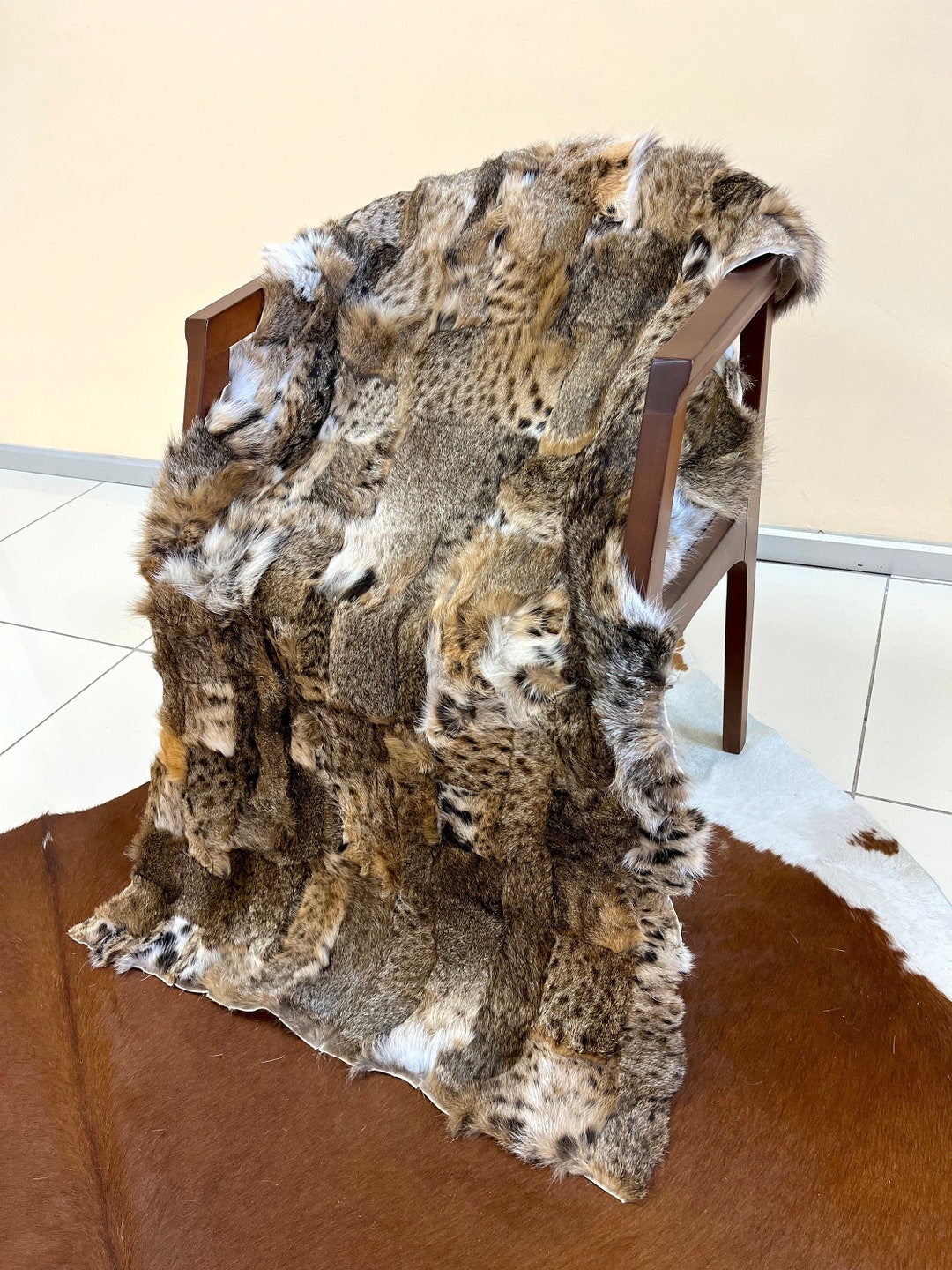 Genuine Lynx Fur Rugs, Lynx Throw Genuine Leather Lynx Skin, Decorative ...