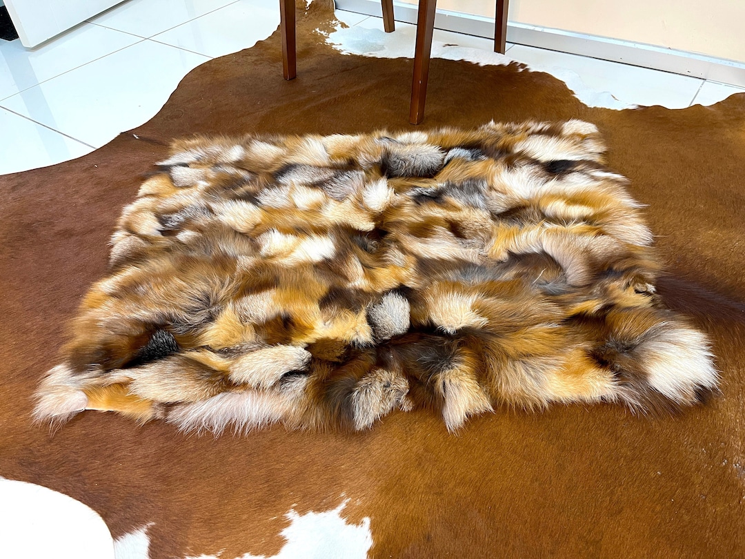 Real Canadian Red Fox Fur Rugs Blanket Throw 100% Real Red Fox Fur ...