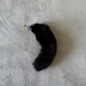 Black Fox Tail, Genuine Fox Tail Keychain, Foxtail Keyring, Cosplay Fox ...