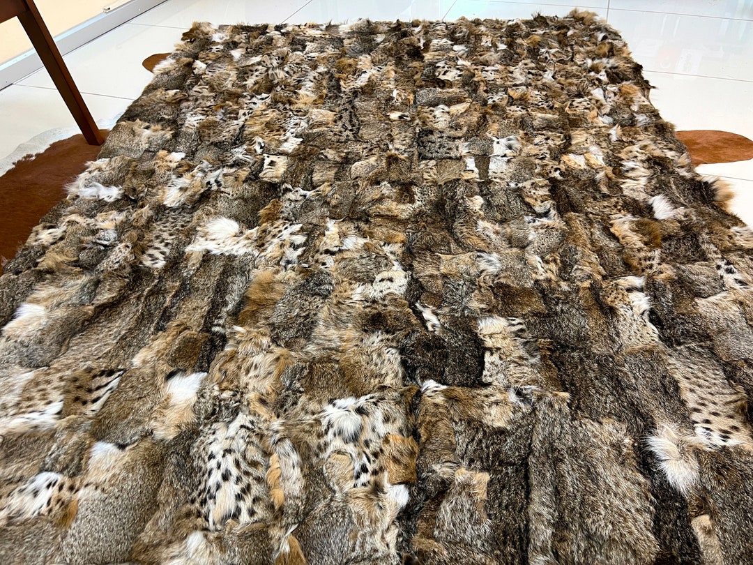 Real Luxury Lynx Pelt Blanket Bright Natural Lynx Rug Throw Blanket ...