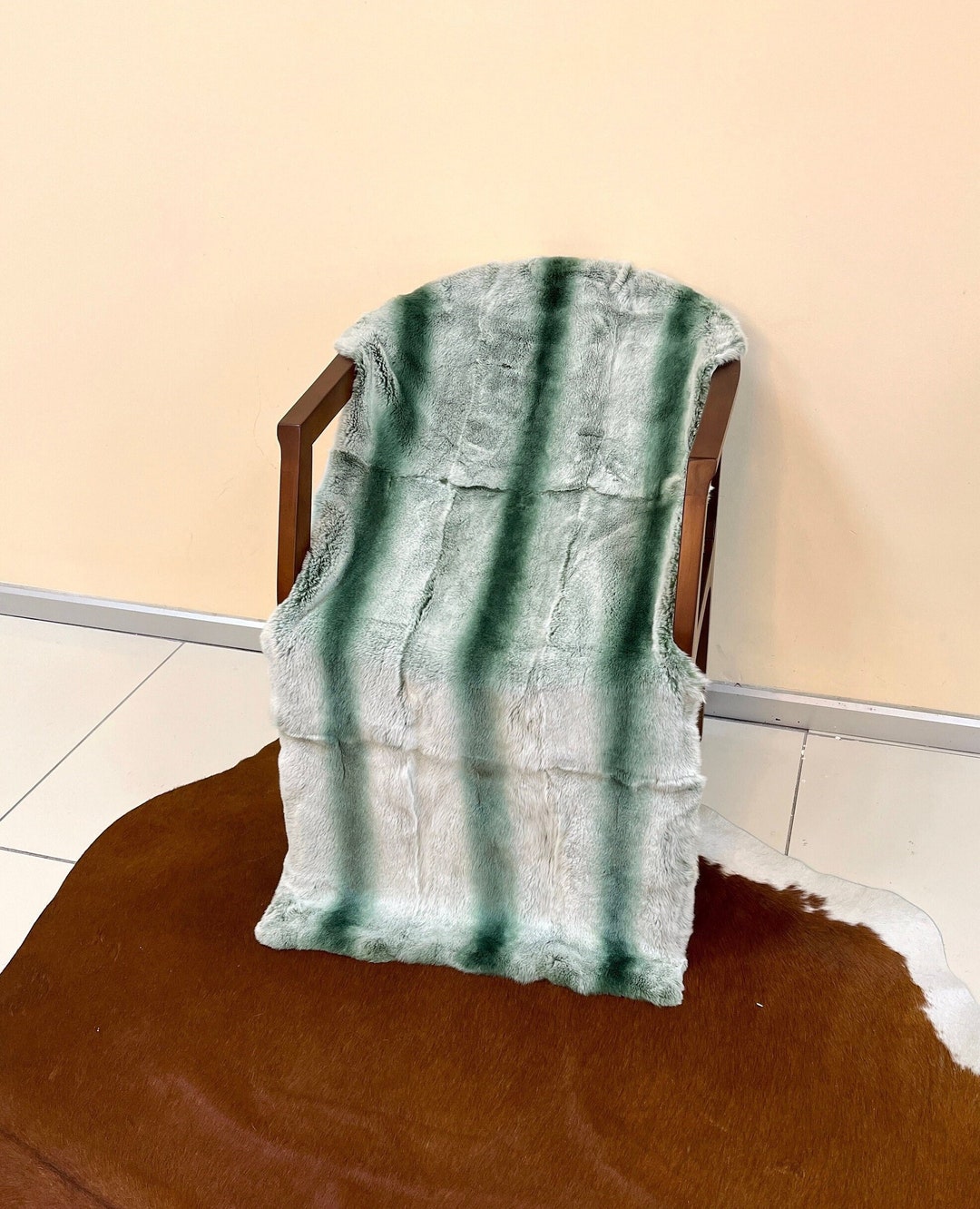 Genuine Rabbit Pelt Plate, Mint Green Rabbit Fur, Luxury Soft Area Rug ...