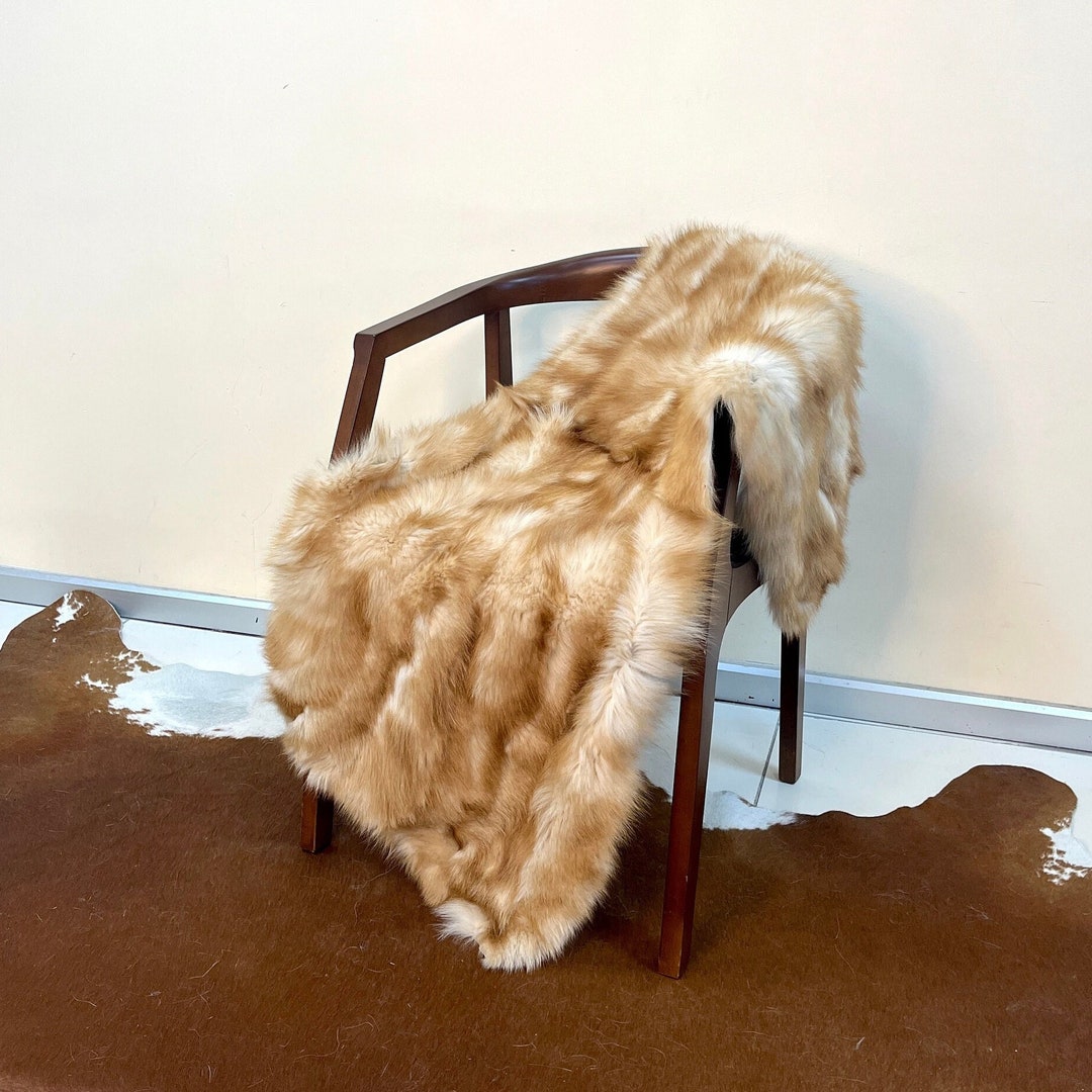 Yellow Gold Fox Fur Patchwork Fur Blanket Throw Fox Hide - Etsy