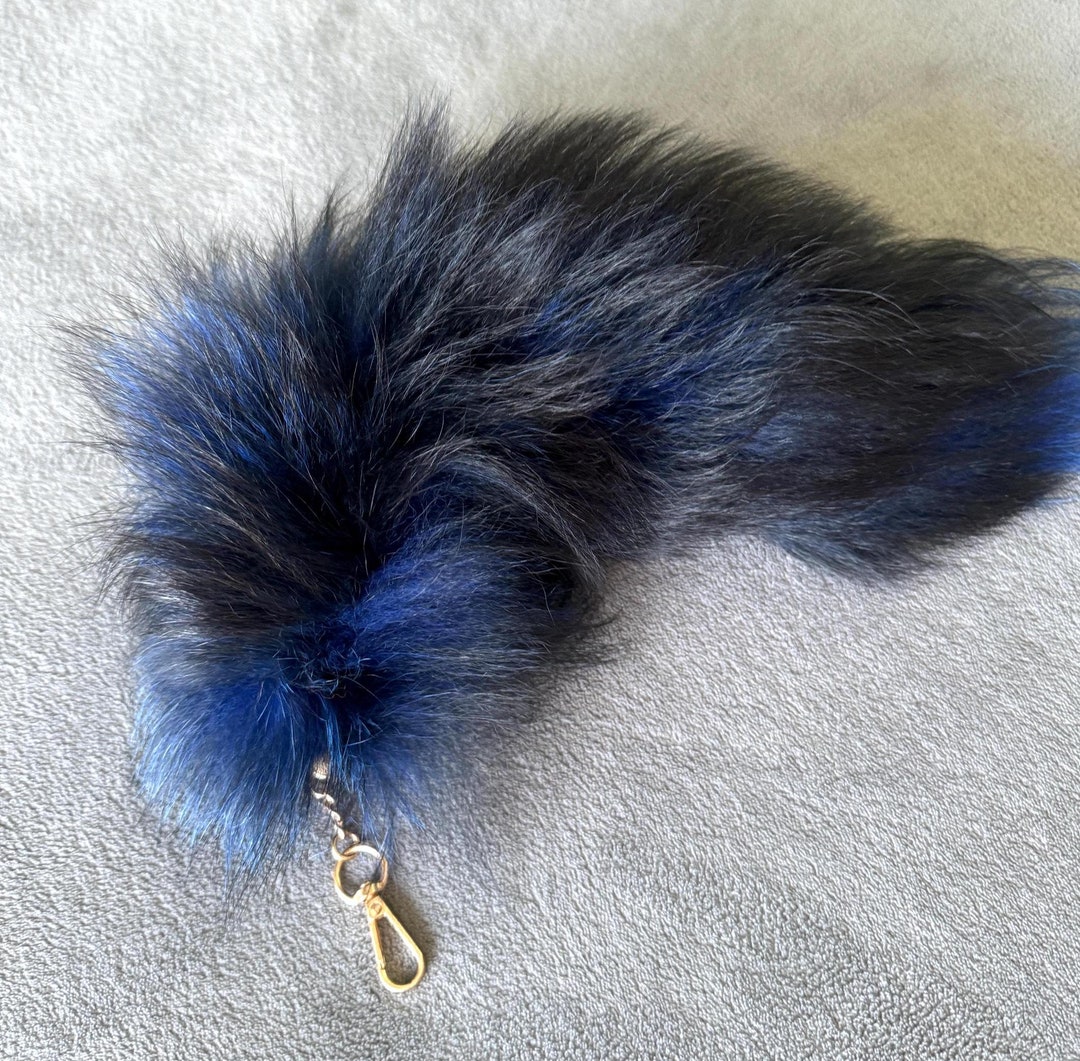 Blue Fox Tail, Genuine Fox Fur Tail, Foxtail Keyring, Tail Keychain ...