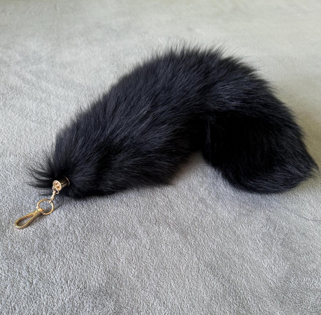 Black Fox Tail, Genuine Fox Tail Keychain, Foxtail Keyring, Cosplay Fox ...