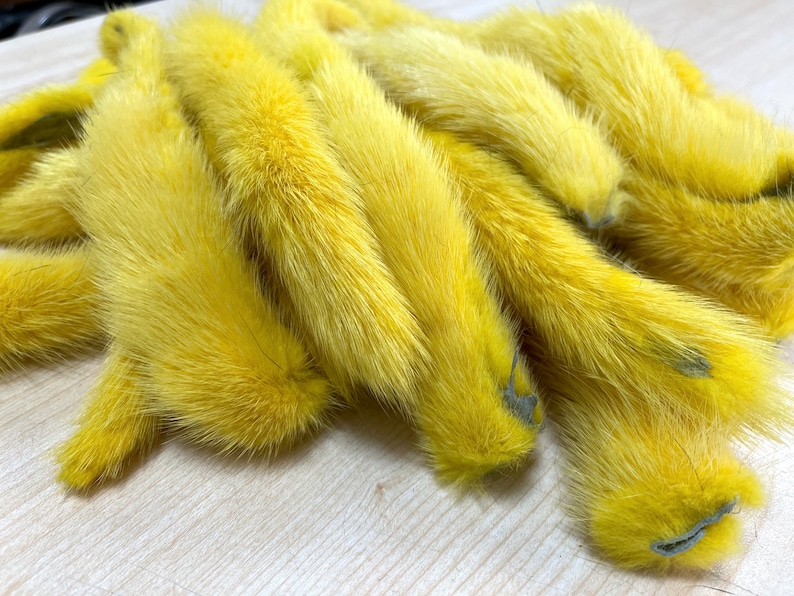Real Mink Tail Yellow Mink Tail Dyed Yellow Mink Tail - Etsy