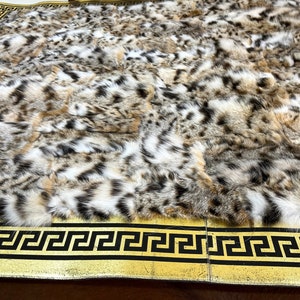Real Lynx Fur Rug Gold Leather Rug Turkish Rug Modern Rug - Etsy