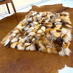 Real Canadian Red Fox Fur Rugs Blanket Throw 100% Real Red Fox Fur ...