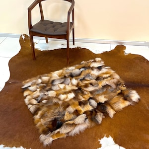 Real Canadian Red Fox Fur Rugs Blanket Throw 100% Real Red Fox Fur ...