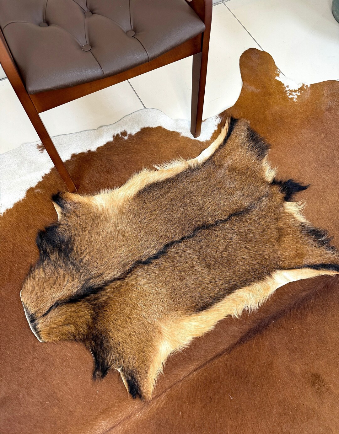 Natural Goat Hide, Hair on Hide Fur, Throw Fur, Genuine Goat Fur, Brown Fur, Throw Animal Hide ...