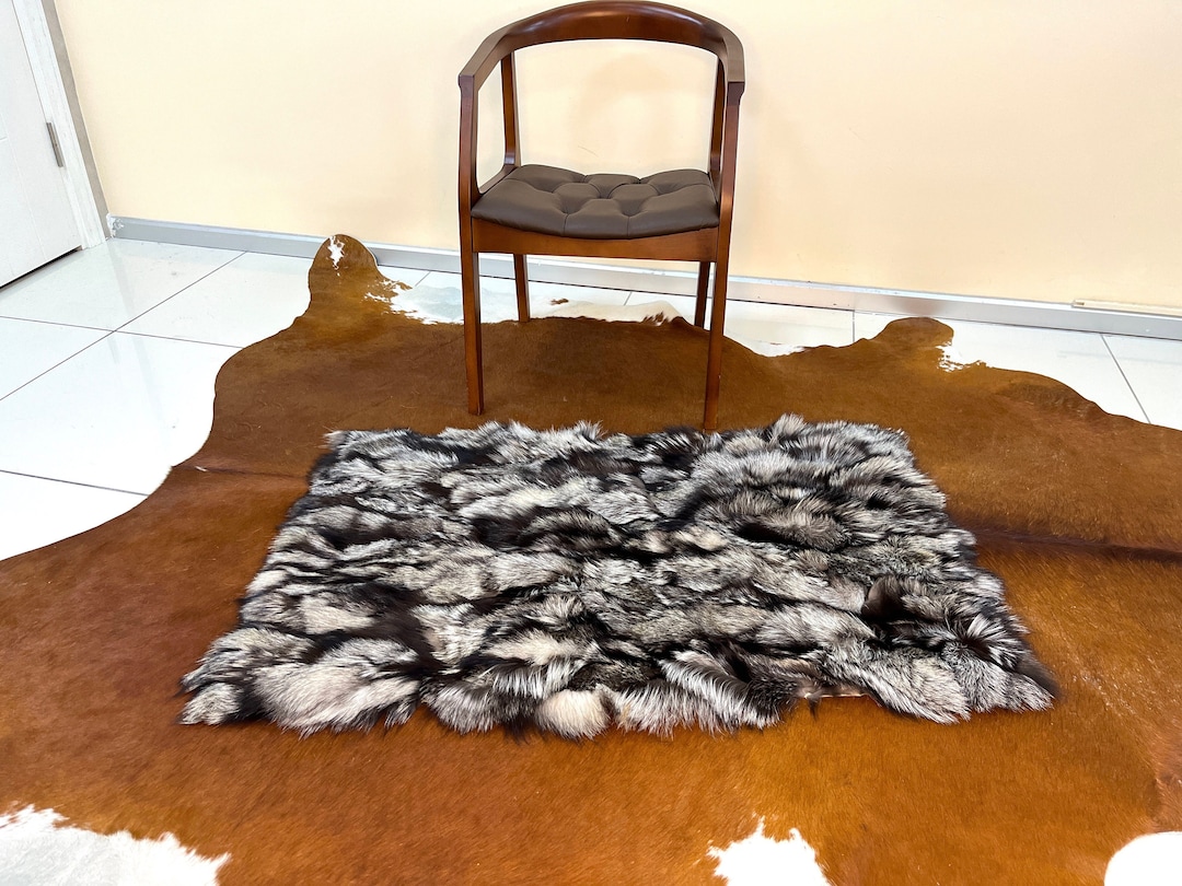 Silver Fox Hide Rugs , Silver Fox Fur Throw , Genuine Silver Fox , Real ...
