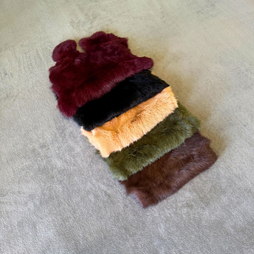 5 Different Colors Rabbit Fur, Genuine Rabbit Fur, Black Fur, Real ...