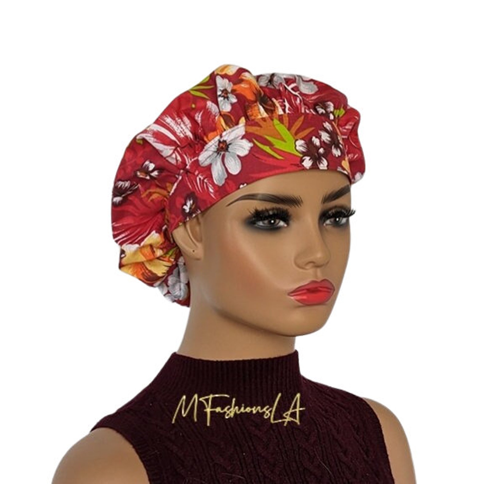 Hawaiian Print Bouffant Hat/colorful Floral Scrub/surgical Cap - Etsy