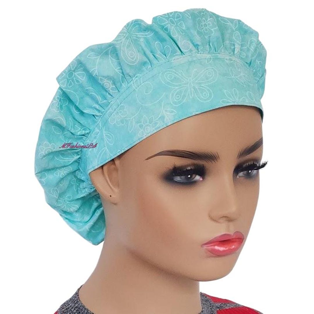 Bouffant Scrub Cap/woman Floral Cap/teal Blue Cap Gift for Nurses/scrub ...
