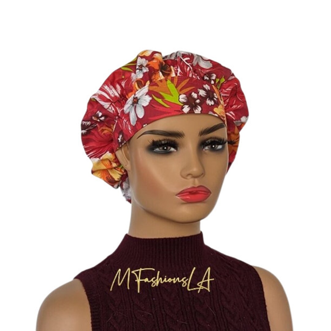 Hawaiian Print Bouffant Hat/colorful Floral Scrub/surgical Cap for ...