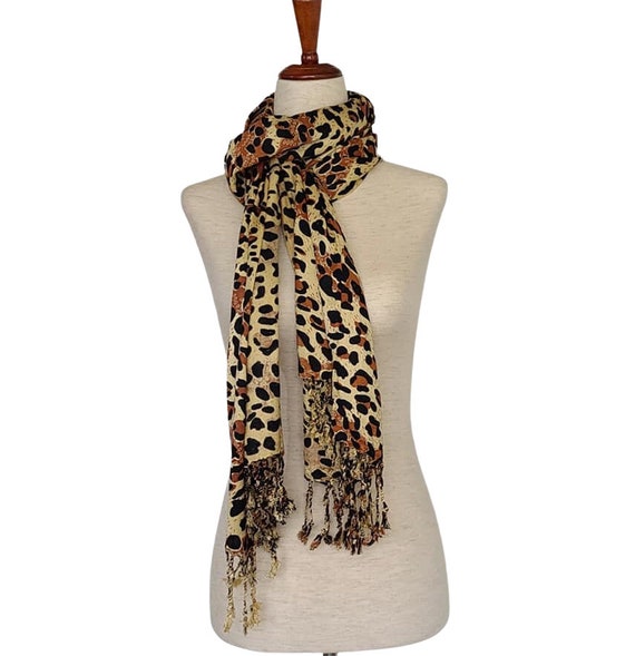 Leopard Print Scarf/Animal Print Tassel Scarf/Fashion leopard | Etsy