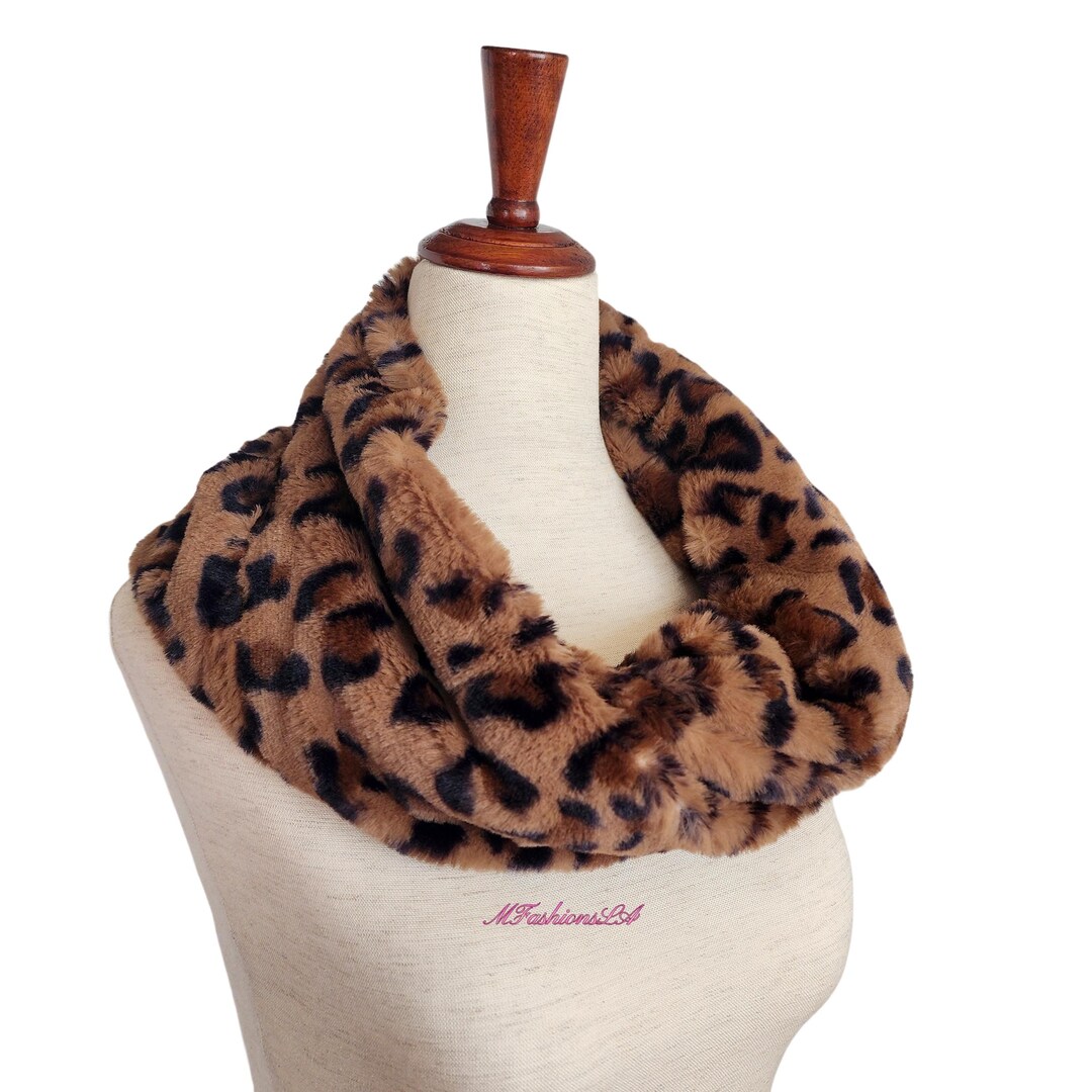 Leopard Faux Fur Snood: Twisted Infinity Scarf, Winter Accessory - Etsy
