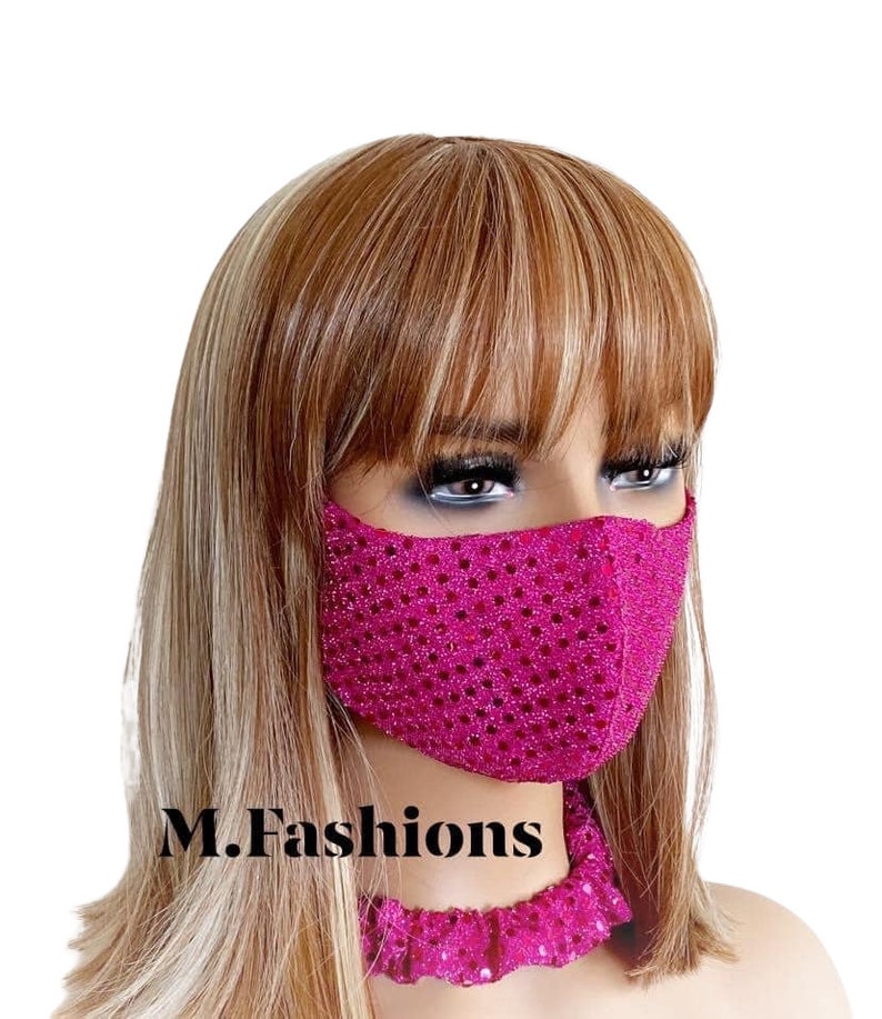Sequins Face Mask/woman Bling Mask/pink Fashion Face Mask - Etsy