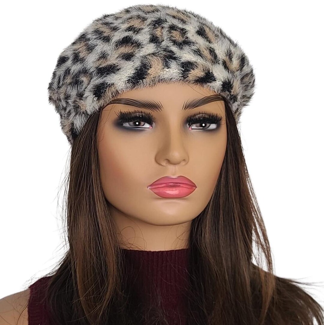 Women’s Leopard Print Beret/woman's Beret Hat/animal Print Hat ...
