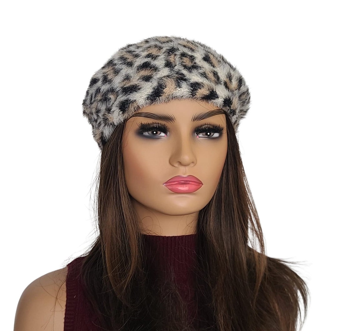 Womens Leopard Print Beret/woman's Beret Hat/animal Print - Etsy