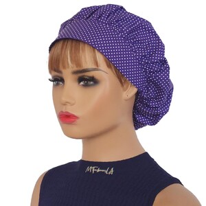 Bouffant Style Scrub Hat/purple With White Dot Cap/surgical Cap for ...
