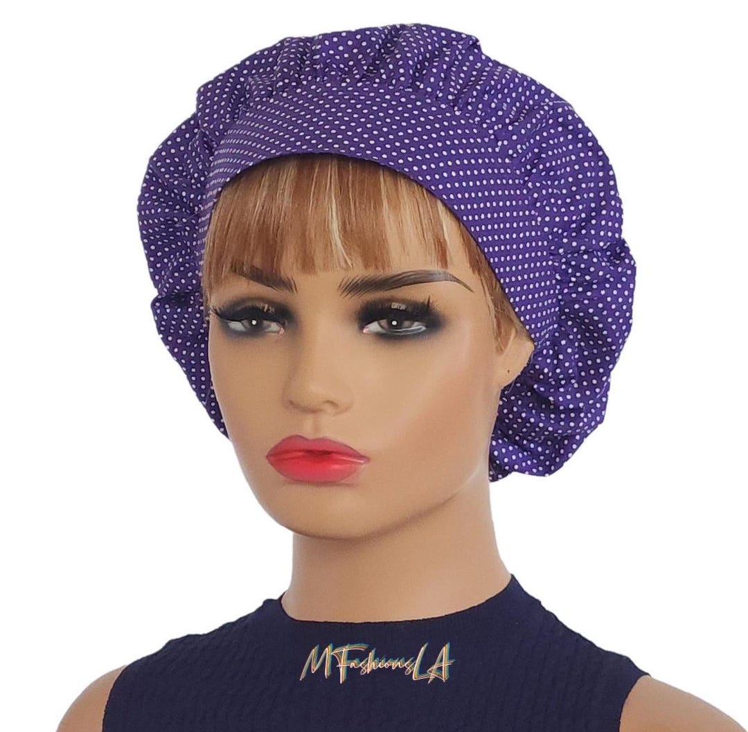 Bouffant Style Scrub Hat/purple With White Dot Cap/surgical Cap for ...