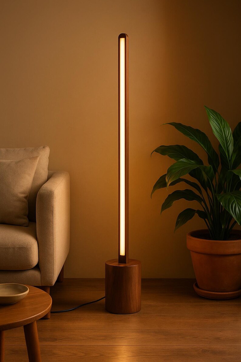 Chic Corner Floor Lamp With LED Glow | Scandinavian Minimalism | Wood ...