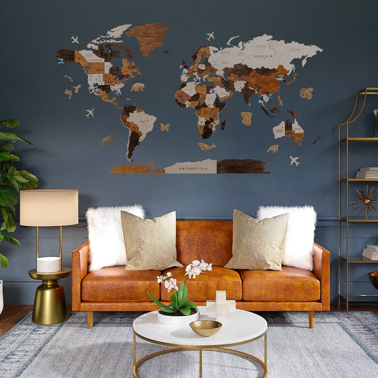 Wooden World Map Wooden Wall Map Decor 3D World Map Wall - Etsy