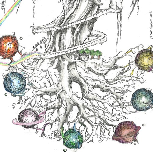 Tree of Life A4 Print Fantasy Ink Drawing Artwork Norse - Etsy UK