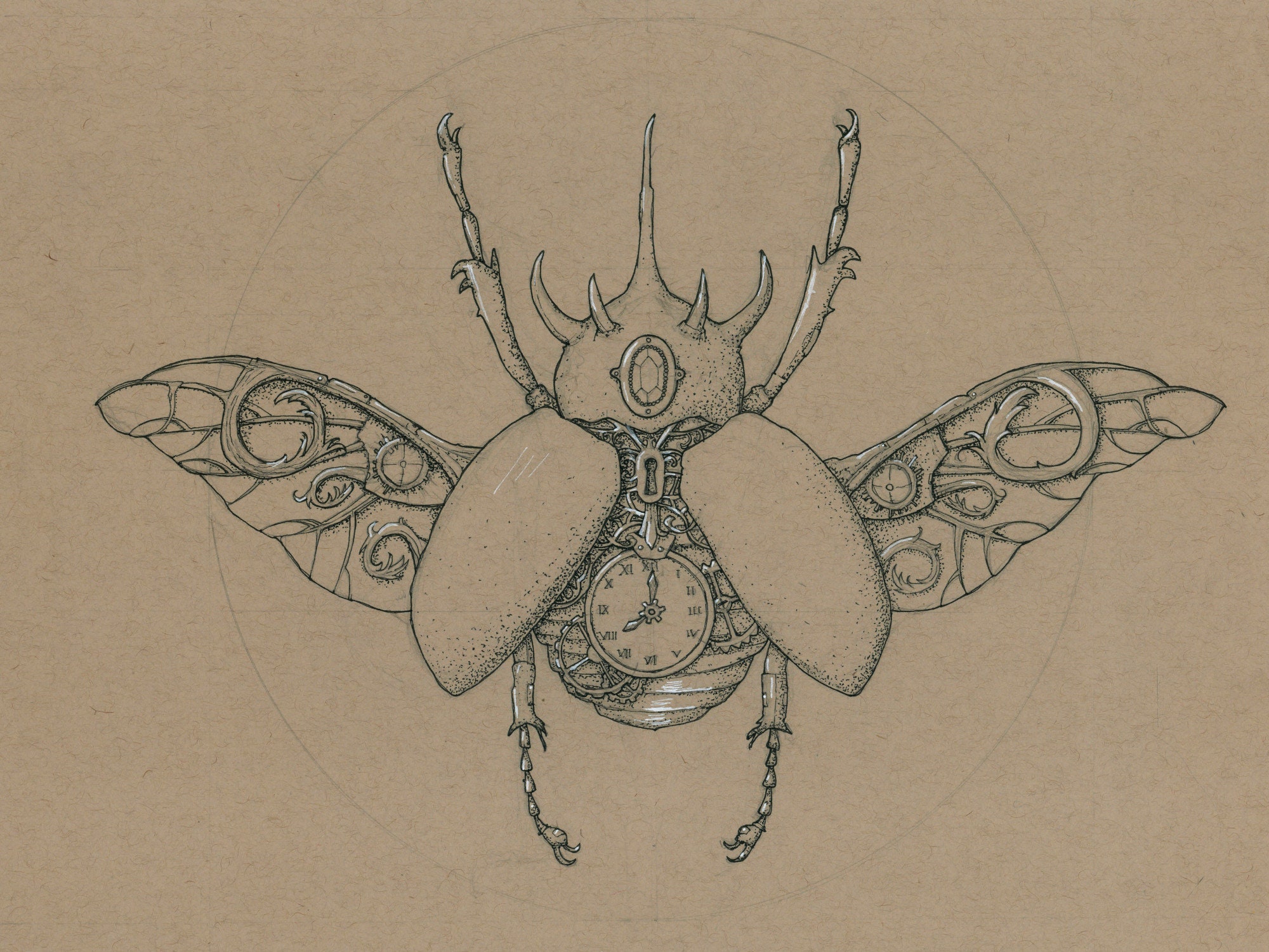 Clockwork Beetle | Digital Download - Steampunk Art Prints, Beetle ...