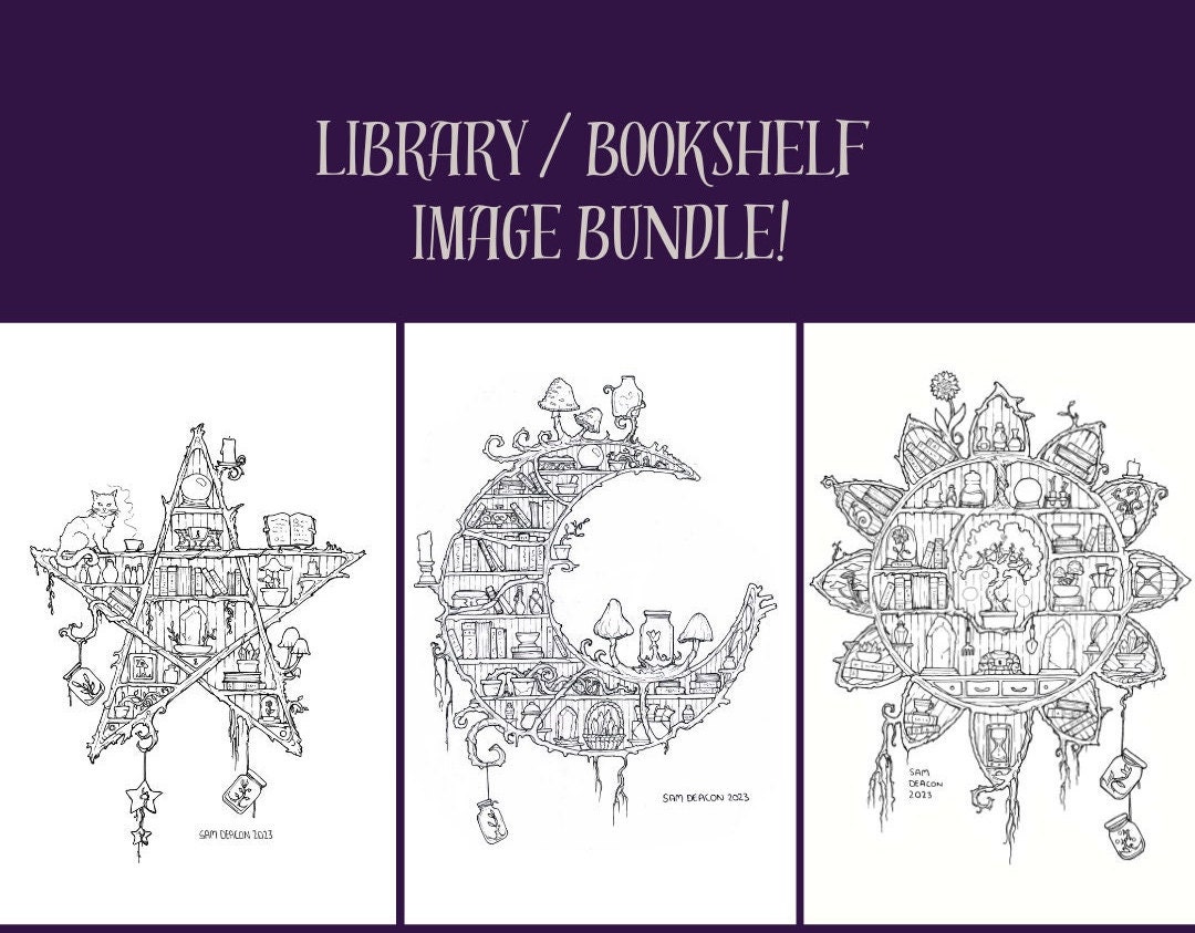 Digital IMAGE BUNDLE - Star, Moon and Sun Library Designs | Witchy ...