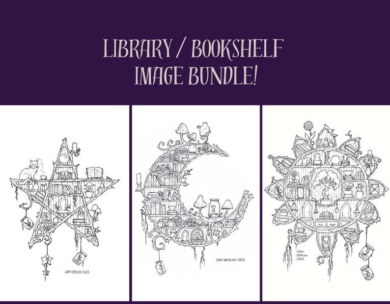 Digital IMAGE BUNDLE Star Moon and Sun Library Designs - Etsy