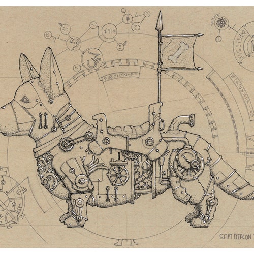 Steampunk Corgi Digital Download Steampunk Art Prints - Etsy