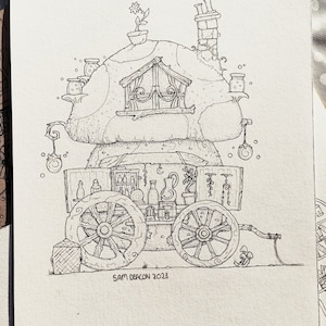 Mushroom Caravan | A4 Print, Fantasy Art, Mushroom Design, Cottagecore ...