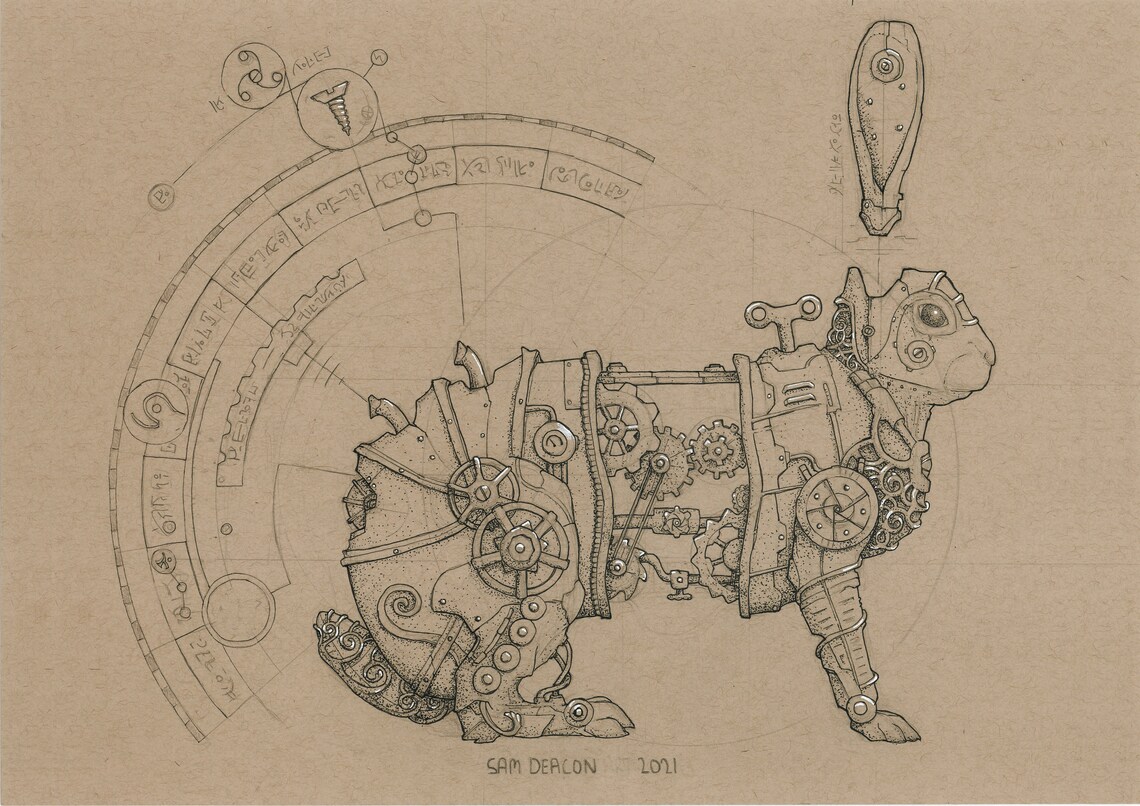 Steampunk Rabbit Digital Download steampunk art prints | Etsy