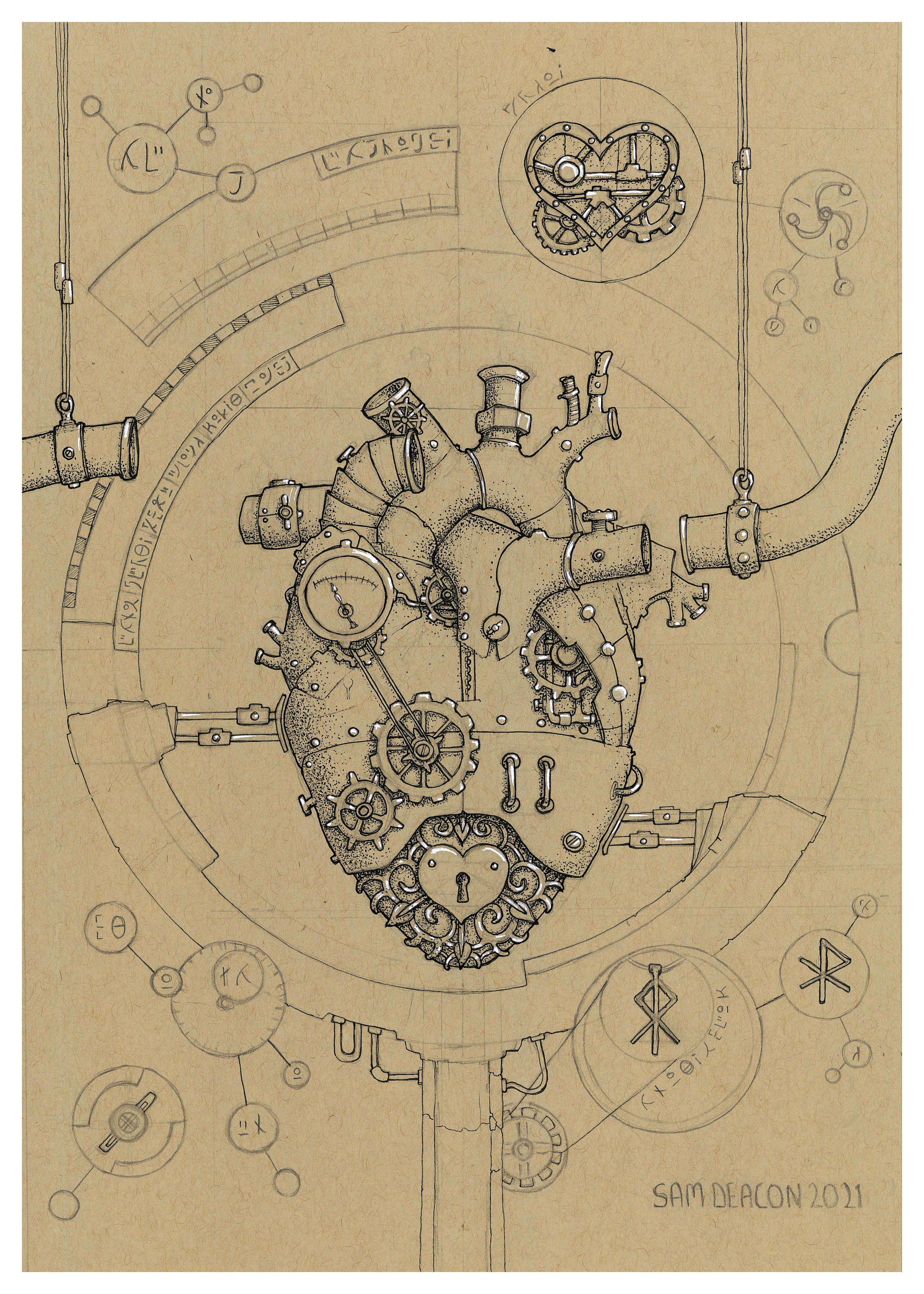 Steampunk Heart | Digital Download, Steampunk Art, Tattoo Design, Heart ...