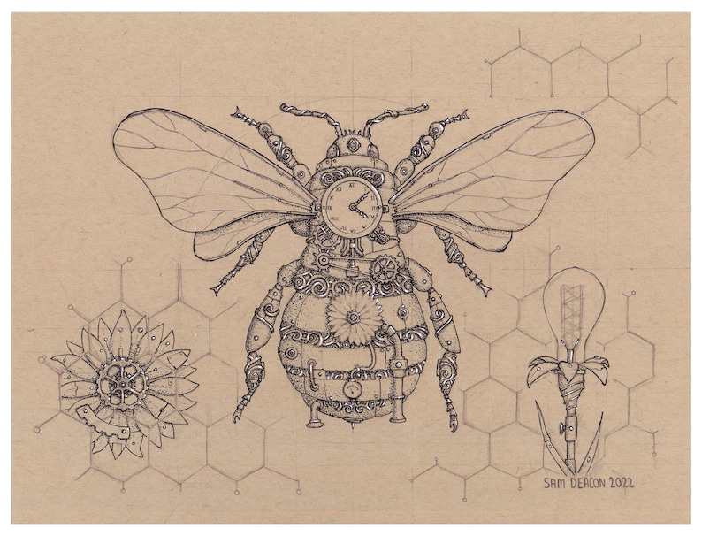 Steampunk Bee | Digital Download, Honeybee Design, Steampunk Animals ...