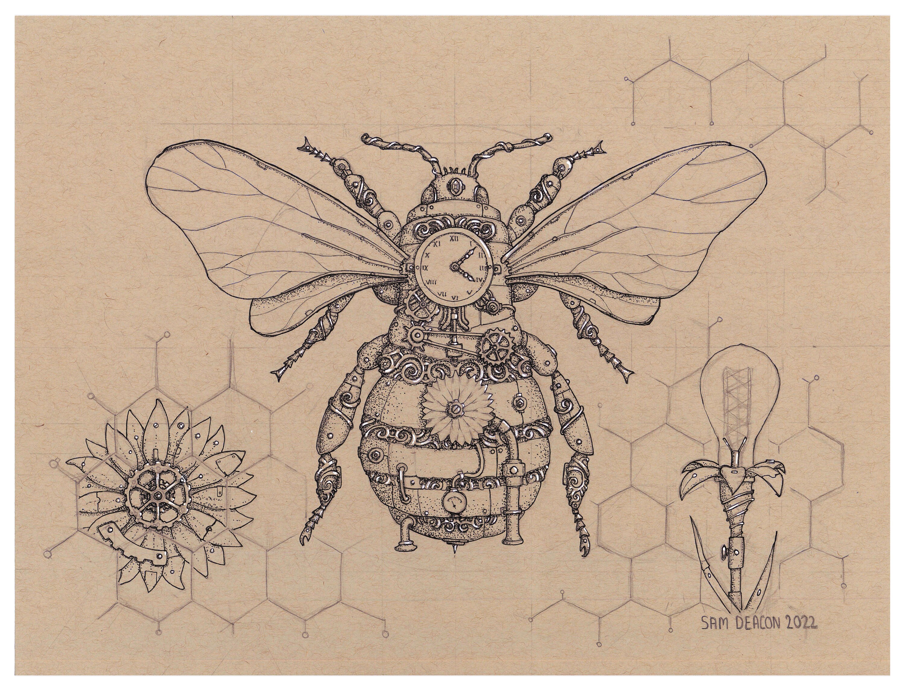 Steampunk Bee | Digital Download, Honeybee Design, Steampunk Animals ...
