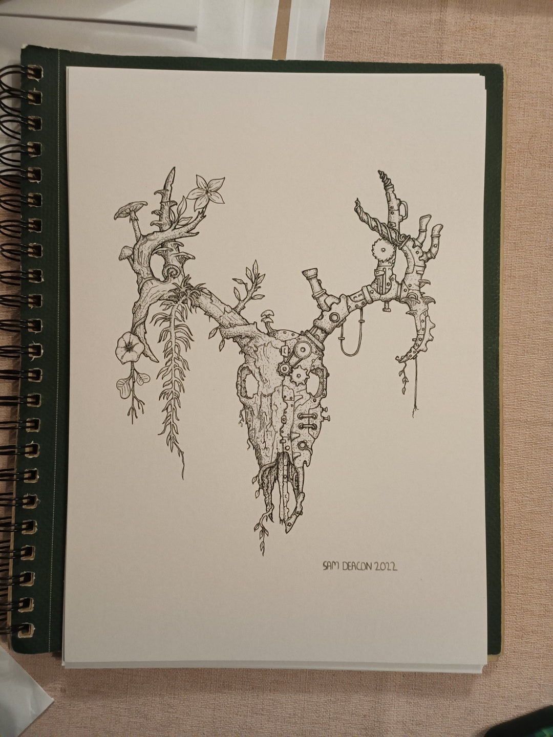 Deer Skull (nature/steampunk) | A4 Print | Fantasy Art, Skull Design ...
