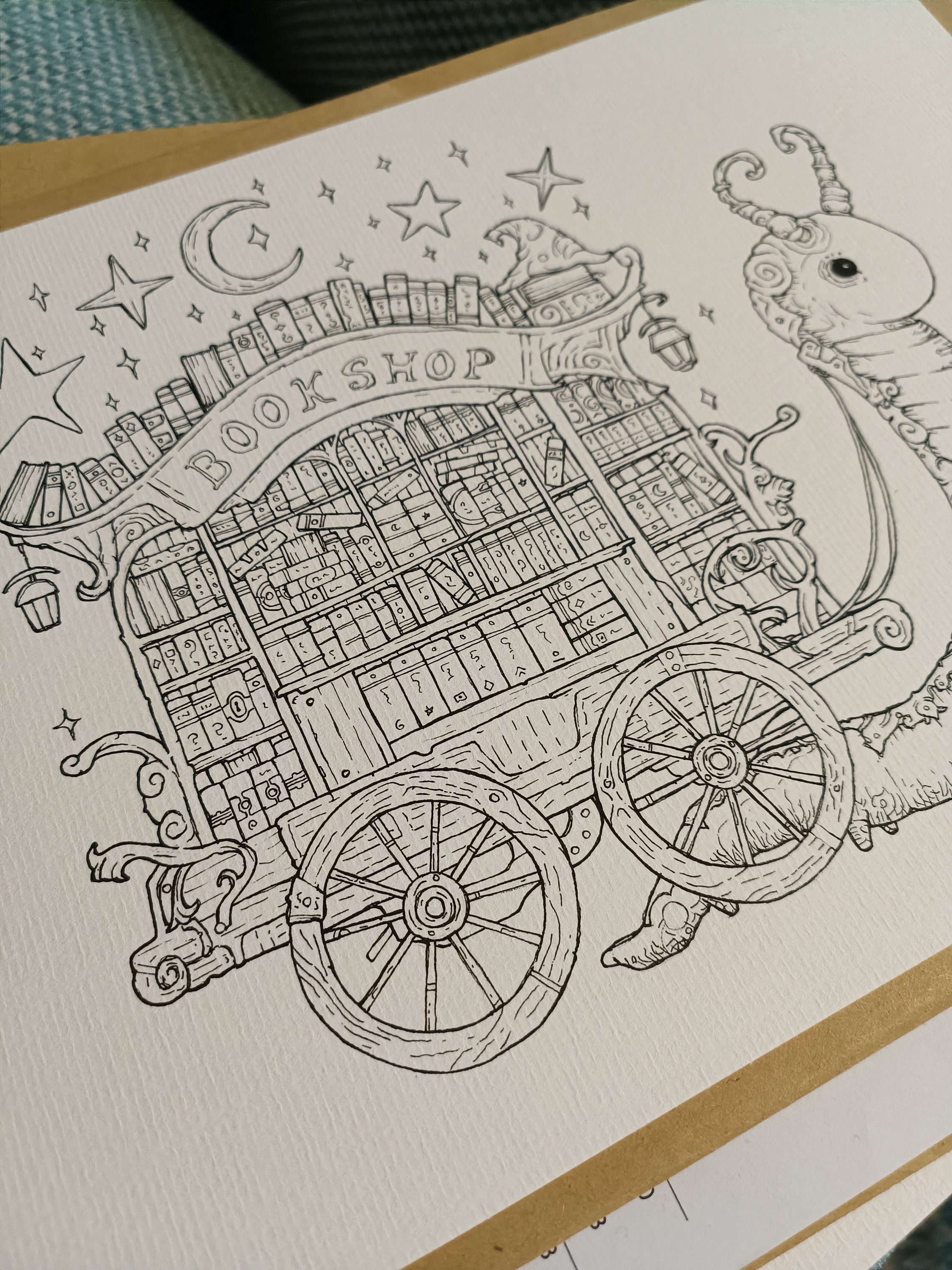 Bookworm- A4 Print | Fantasy Art, Ink Drawing Print, Cottagecore Art ...