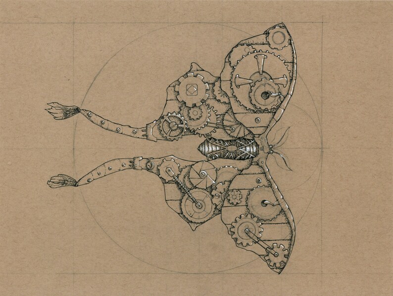 Steampunk Luna Moth | Digital Download - Steampunk Artwork, Ink ...