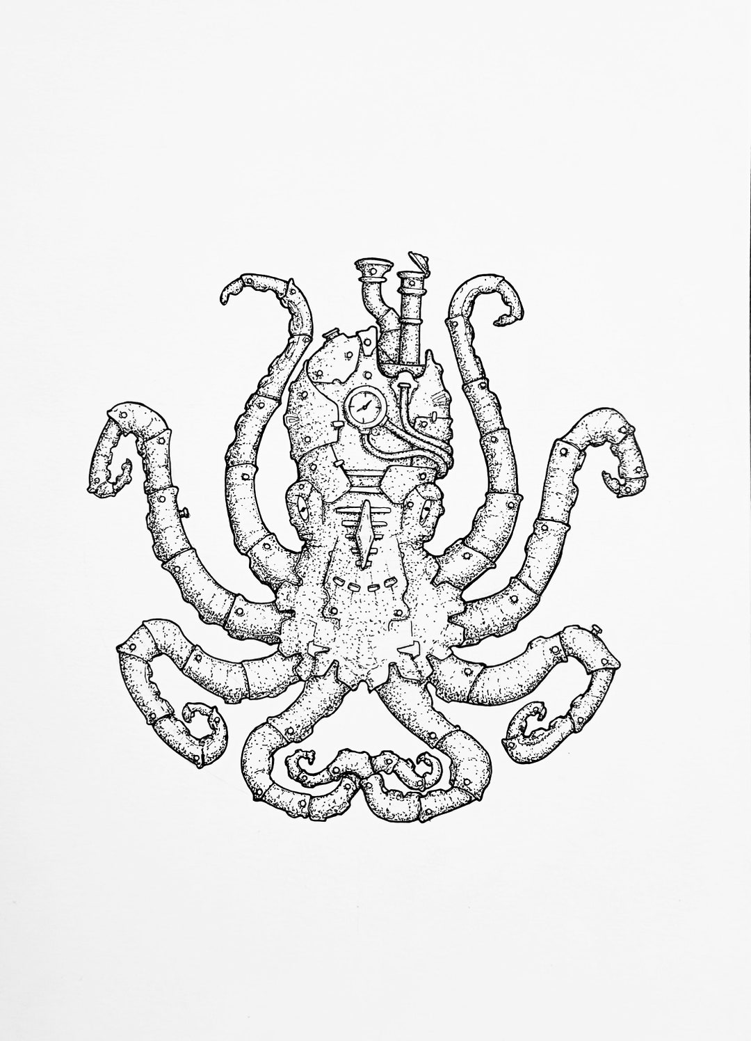 Steampunk Octopus Art Print, Steampunk Artwork, Octopus Drawing ...