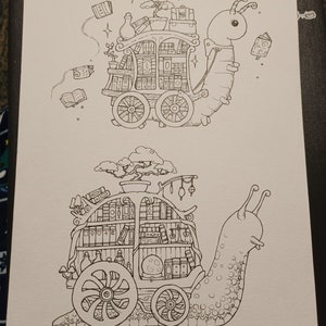 Snail + Bookworm Wagon Set 2 | Digital Download Print Snail Artwork ...