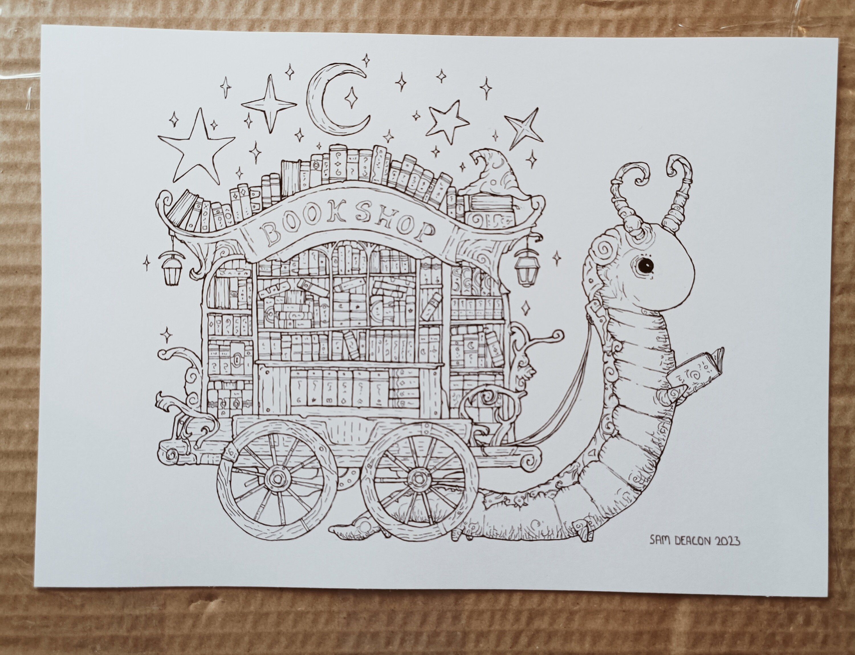 Bookworm- A4 Print | Fantasy Art, Ink Drawing Print, Cottagecore Art ...