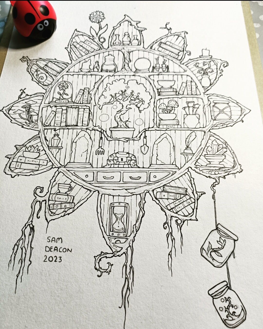 Sun Library Original Artwork by Sam Deacon Art - Etsy