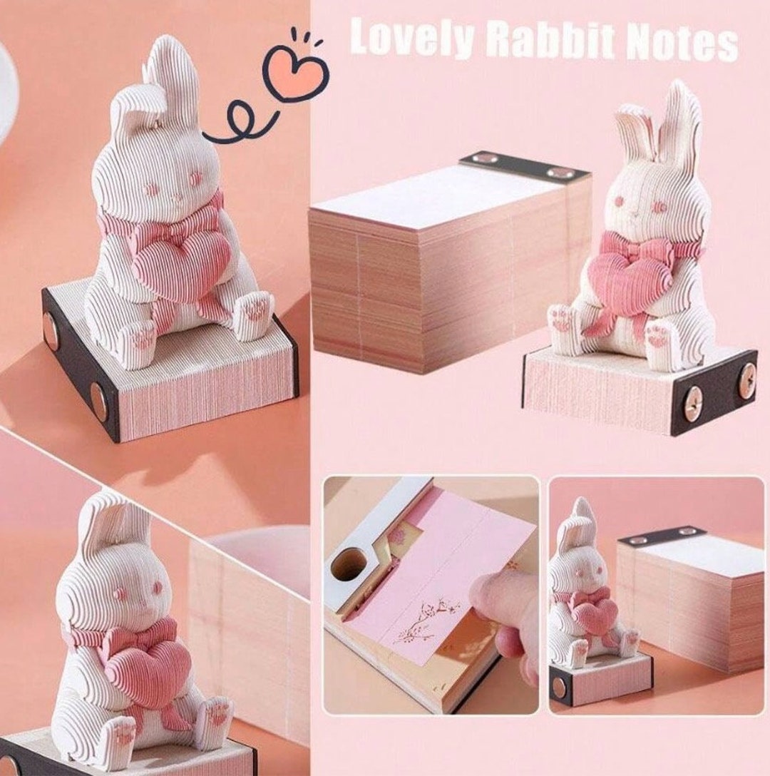 3d Note 3d Cute Rabbit Paper Carving Memo Pad Paper Carving - Etsy