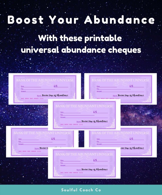 Abundance cheques manifestation law of attraction money | Etsy