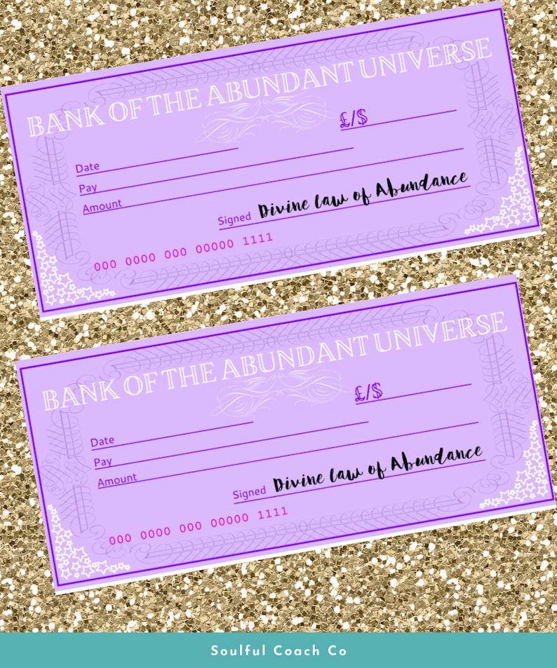 Abundance Cheques manifestation Law of Attraction Money - Etsy